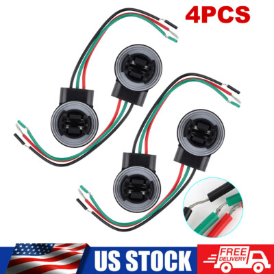 4PCS Universal 3157 S Two Harness Front Turn Signal Pigtail Wire Female ...