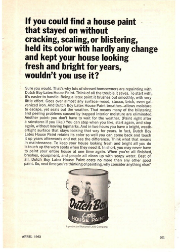 1963 Print Ad Dutch Boy Latex House Paint If you could find stayed on ...