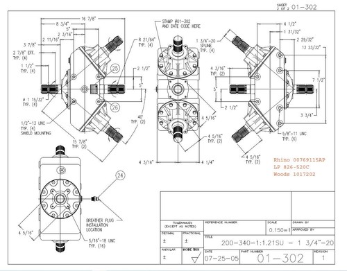 Woods Batwing Divider Gearbox 1017202 for 540RPM 1:1.21 Gear ratio ...