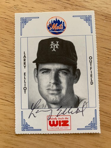 LARRY ELLIOT SIGNED RARE 1991 NEW YORK METS WIZ SGA BASEBALL CARD #105 ...