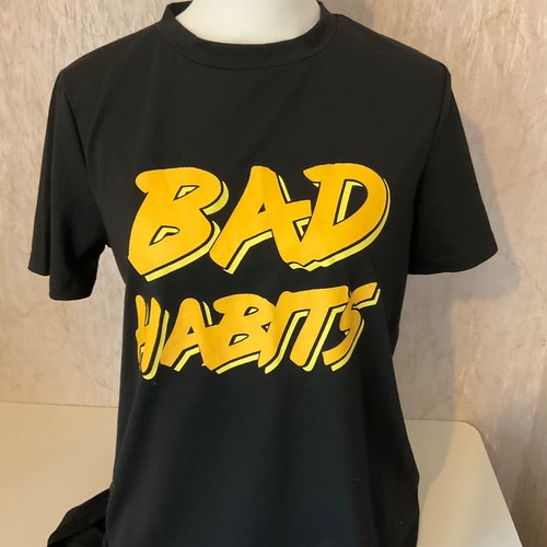 SHEIN black short sleeve T shirt "Bad Habits” Size S | eBay