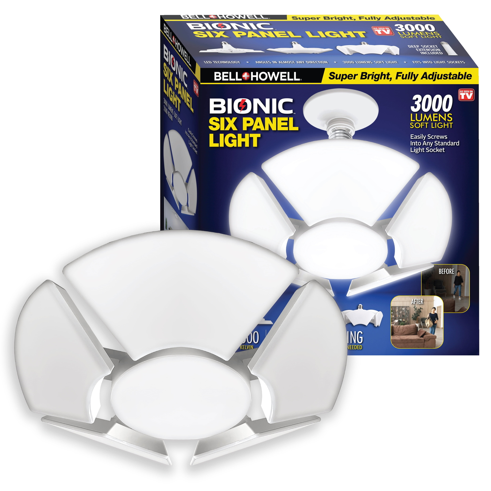 Hex Bulb Light 6 Panel Garage Light 3000 Lumen LED Light Bulb Fits ...