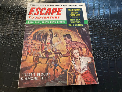 JAN 1960 ESCAPE TO ADVENTURE mens adventure magazine GREAT COVER ...