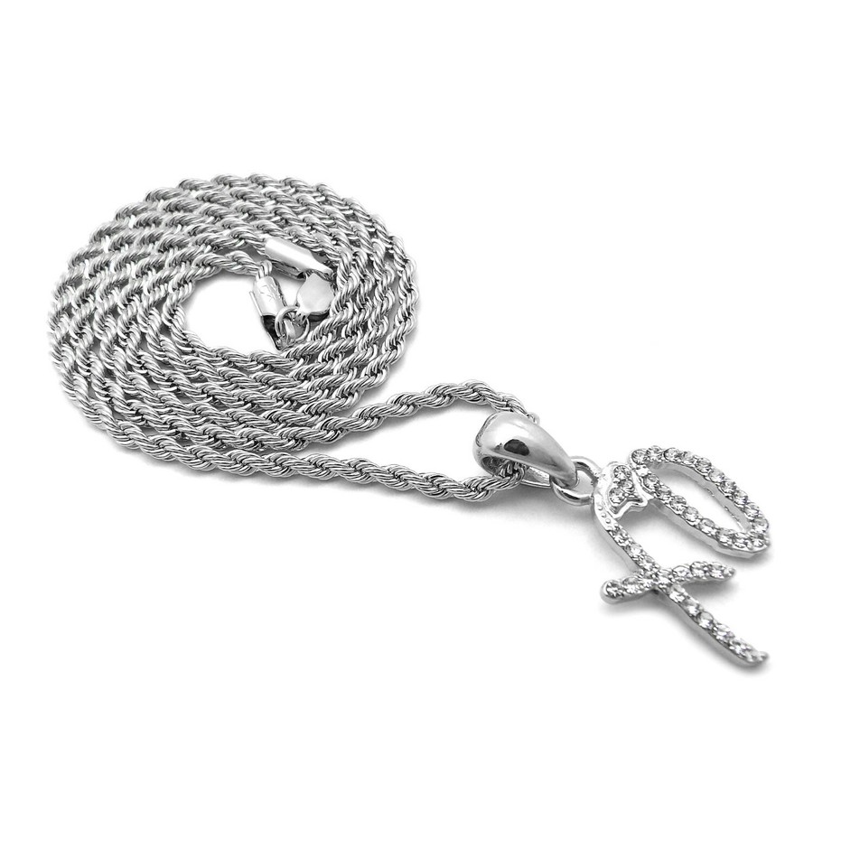 Silver Plated Brass Iced Cubic Zirconia XO Gang & Box Cuban Rope Chain ...