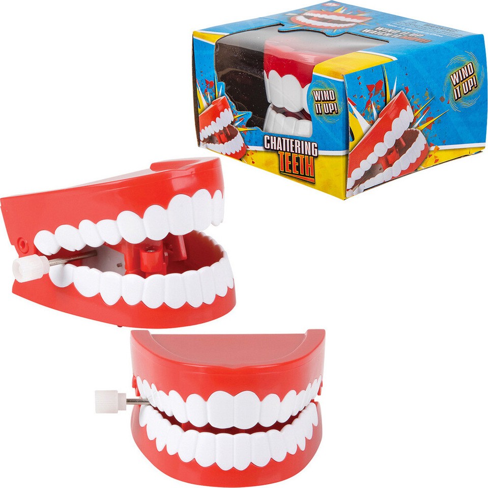 Moving TALKING CHATTERING TEETH Dentures Choppers Wind Up Joke Large ...