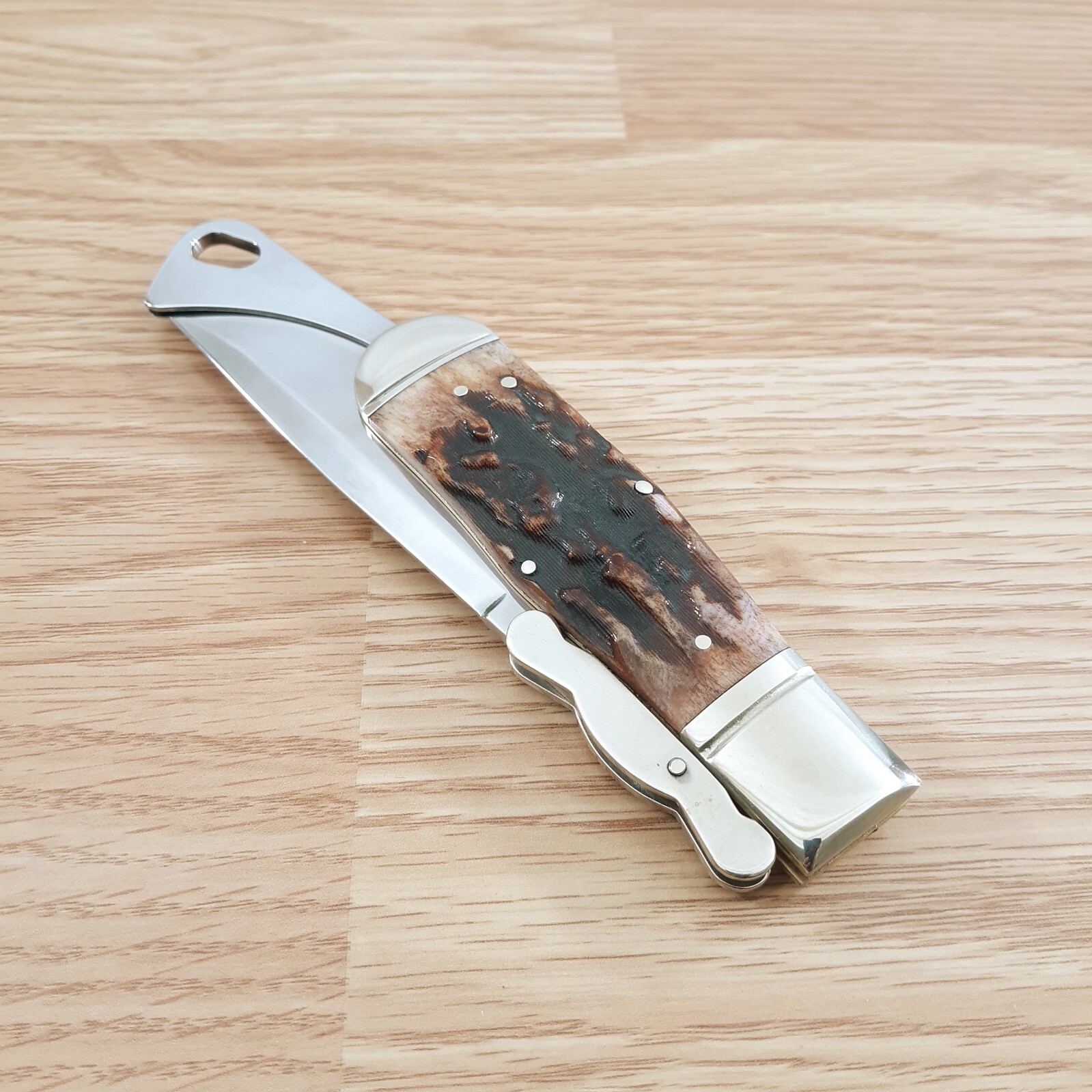 Marbles Safety Folder Folding knife Stainless Steel Bowie Blade Stag ...