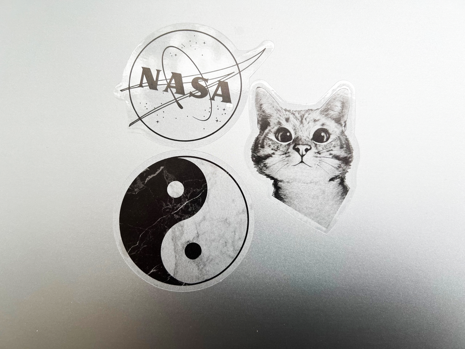 10-100 Black & White Transparent Sticker Pack For Cars Laptops Water ...