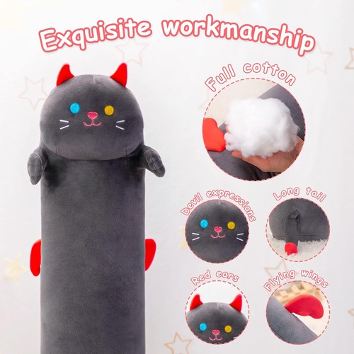 Long Cat Plush 5 Sizes, 120% Extra Filling Giant 19.6in/50cm, Black | eBay