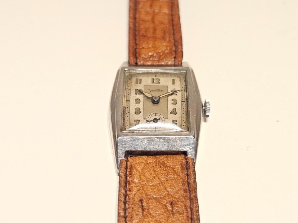 VINTAGE RARE EARLY WW2 GERMANY MILITARY RECTANGLE TANK MEN WATCH"ZENTRA ...