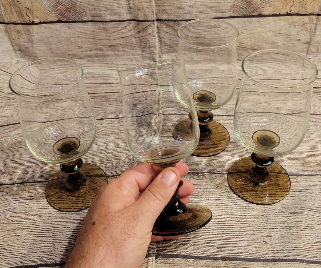 Libbey Set Of 4 Libby Tulip Two Tone Stemware Glass Goblets 12 Oz | eBay