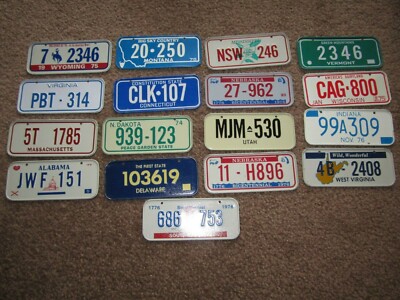 VINTAGE Lot of 17 MINI License Plates Post Cereal ? Bicycle Miniature ...