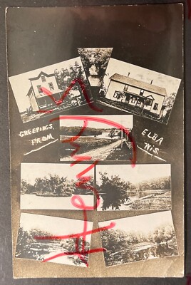 Greetings from Elba Wisconsin multi-view RPPC 1910 | eBay
