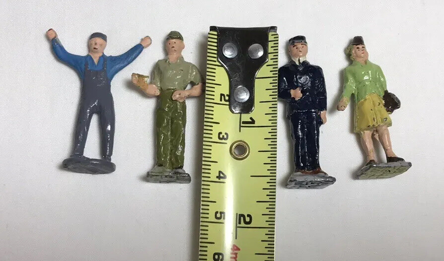 VTG SET 4 EIRE CAST METAL PEOPLE MINIATURE MODEL RAILROAD FIGURES ...
