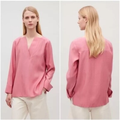 COS Pink Turn Up Cuffs Modal Blend Blouse Shirt Top Size 40 M | eBay