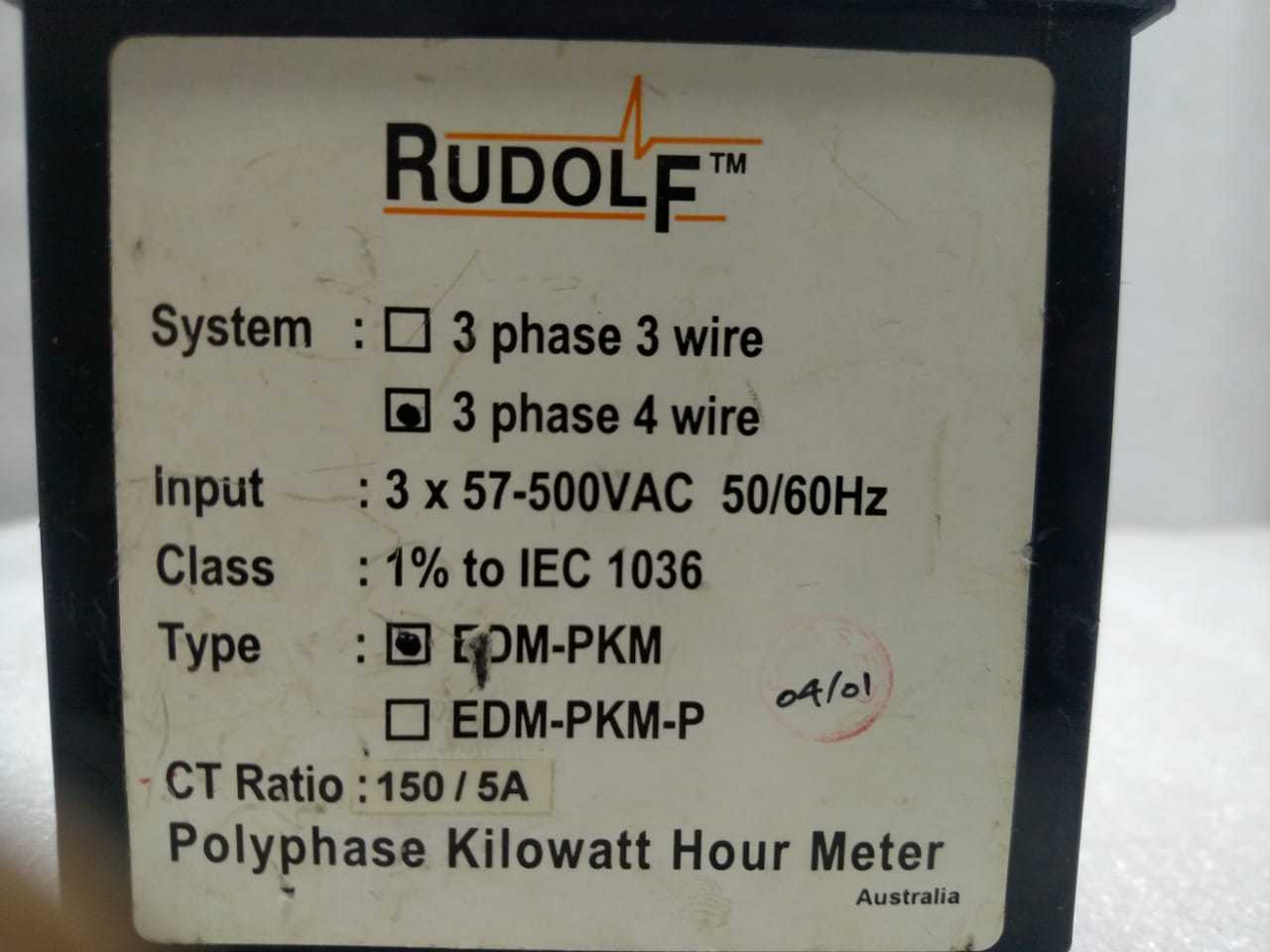 Rudolf EDM-PKM Polyphase Kilowatt Hour 3-Phase 4-Wire Meter x1 kWh 3x57 ...