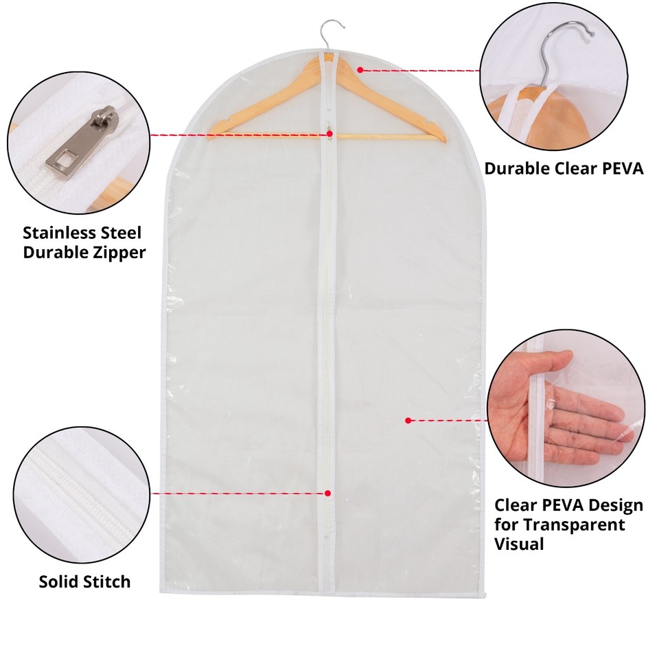 Clear Garment Bag Suit Bags Closet Storage Dust Cover with Zipper for ...
