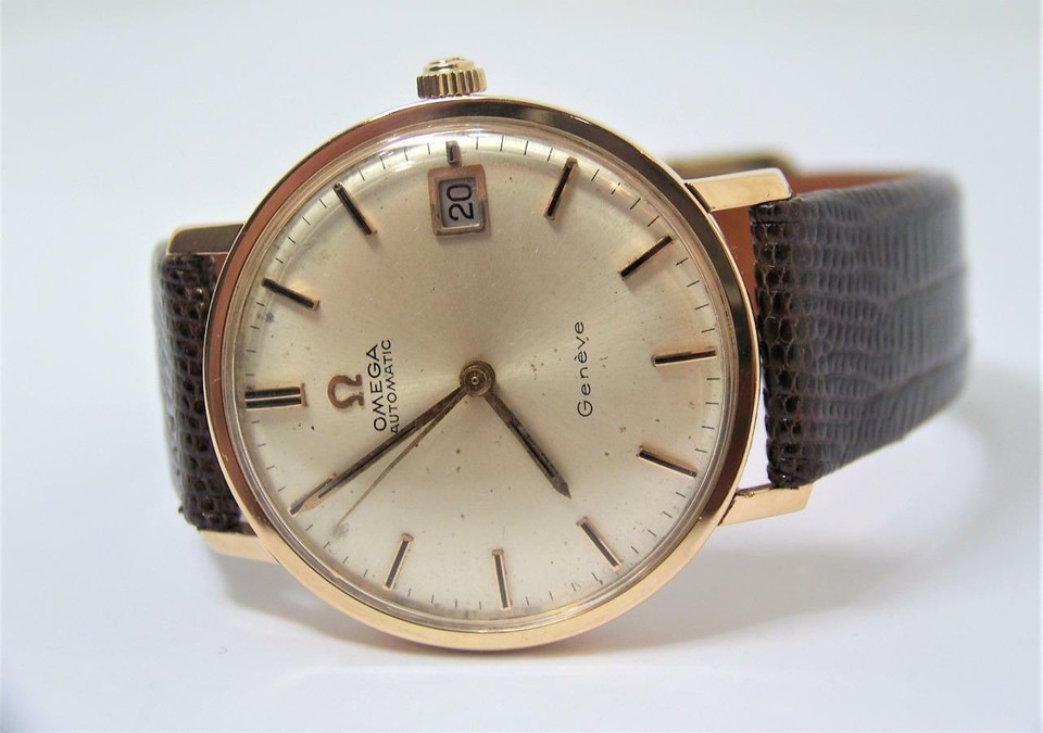 Vintage Solid 18k Rose OMEGA GENEVE Automatic Watch 1960s Cal.565 ...