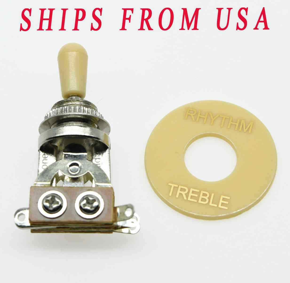 Chrome 3 Way Guitar Toggle Switch Cream Tip w/ Plate Fits Les Paul SG ...