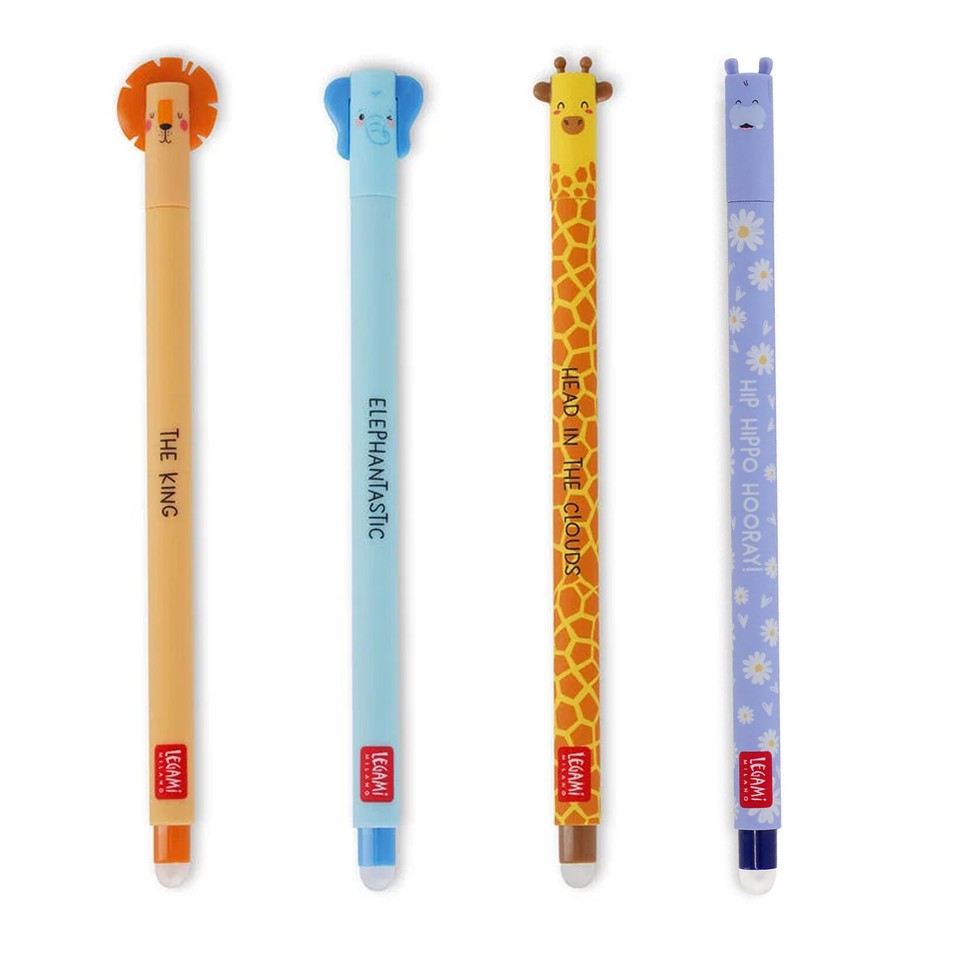 Legami Pen Set Erasable Safari Theme Animal Gel Pens School Stationery ...