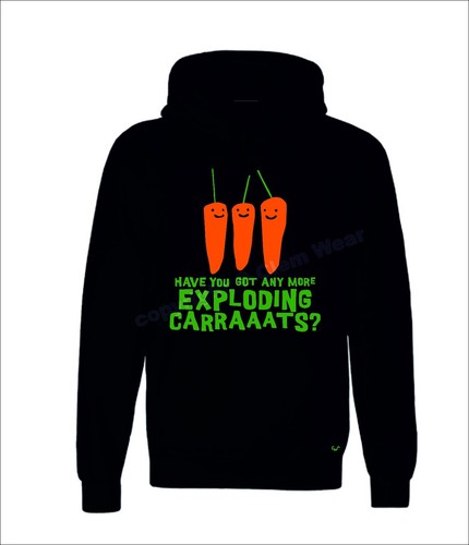 Bottom Hoodie Exploding Carrots Rik Mayall inspired mens Clem Wear ...
