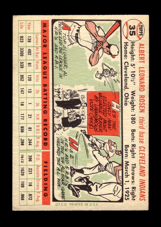 1956 Topps Set-Break # 35 Al Rosen VG-VGEX (white back) *GMCARDS* | eBay