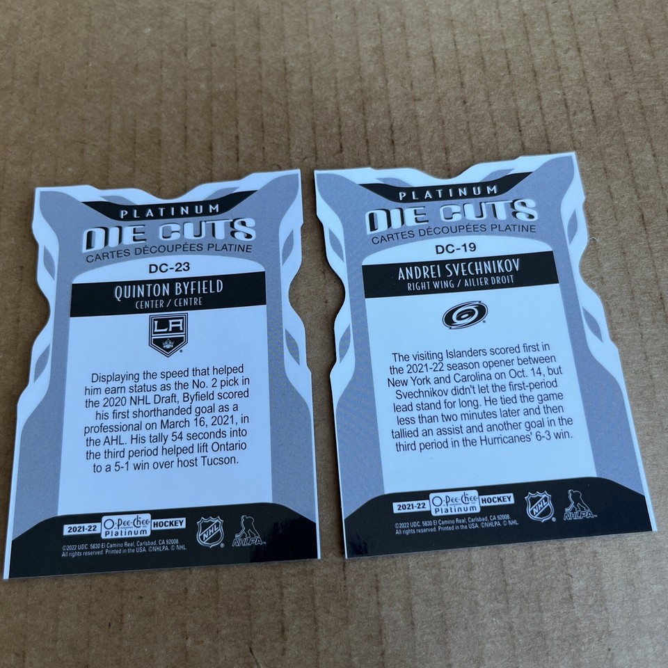 2021-22 OPC Platinum DIE CUTS Quinton Byfield #DC23 & Svechnikov #DC19 ...