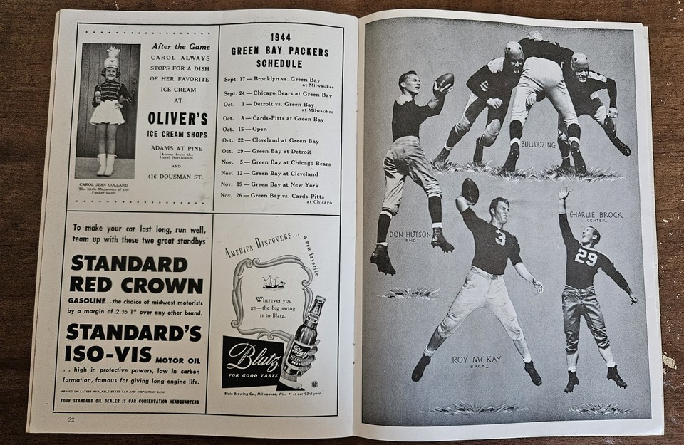 Green Bay Packers vs. Cleveland Rams Program October 22, 1944 Lambeau ...