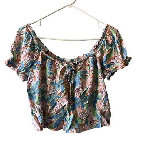 Roxy Shallow Love Crop Top Blouse Womens Sz. Medium Tropical Resortwear ...