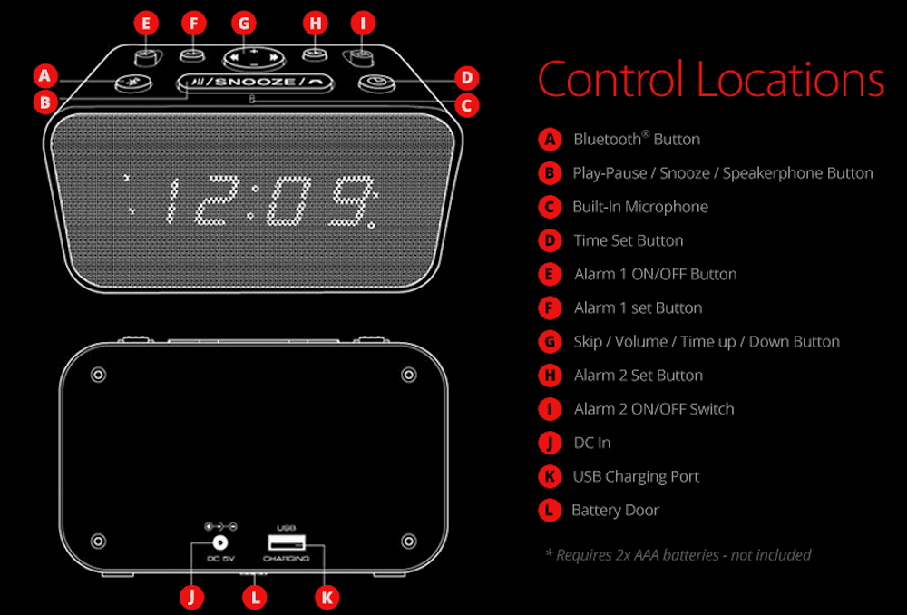 4242AT Advance Time Technology Bluetooth Alarm Clock with USB Charging ...