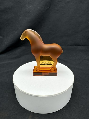 Lalique Frosted Amber Crystal Tang Horse w/ Clear Base 3 1/2" Tall | eBay