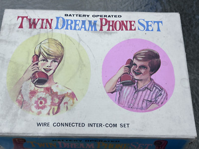 Vintage 1960s Battery Operated Toy Phone Intercom Set Japan Pink ...