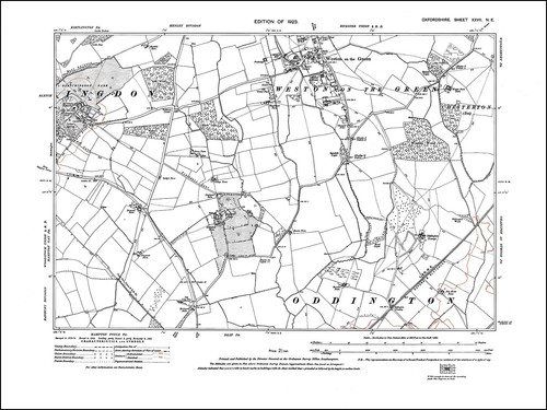 Weston on the Green, Bletchingdon E, old map Oxfordshire 1923: 27NE ...