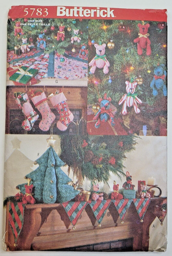 Butterick Pattern 5783 Christmas Decor Ornaments Tree Skirt Stockings ...