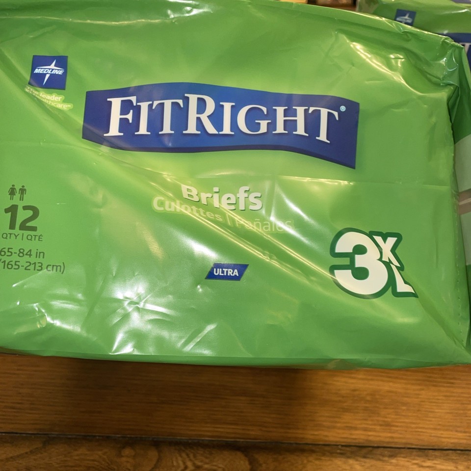 Fitright Fit Right Adult Diapers Briefs 3XL Lot Of 2 12 Count 24 Total ...