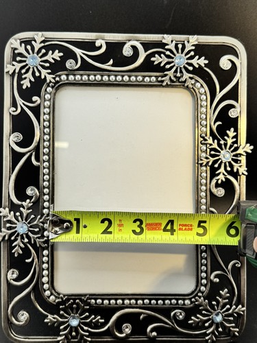 Silver Blue Metal Picture Frame Snowflakes Pearls Rhinestones 5 x 7 | eBay