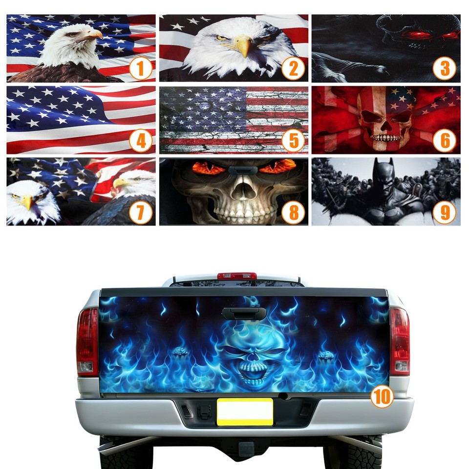 FLAMING SKULL Tailgate Wrap Vinyl Graphic Decal Sticker LAMINATED | eBay