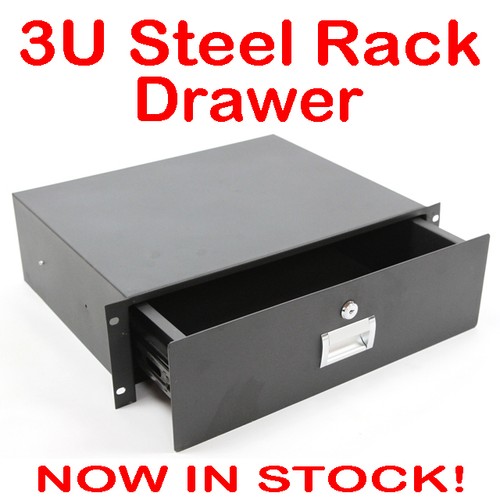 3U Black Lockable Drawer 19" Road Case Flight Rack Roadcase Flightcase ...