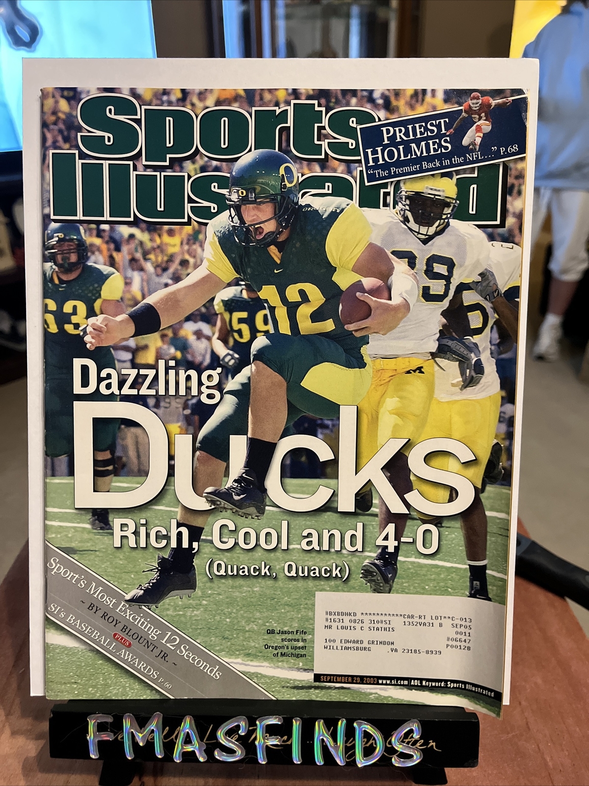 T1 2003 OREGON DUCKS JASON FIFE Sports Illustrated Sept 29 | eBay