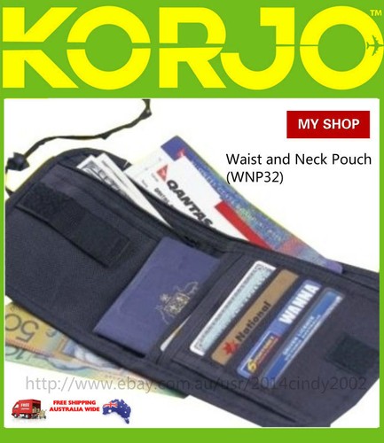 Korjo Travel Waist and Neck Pouch Zip Money Passport Document Holder ...