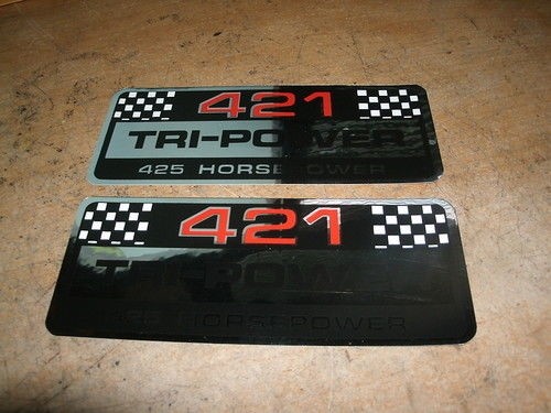 PONTIAC 421 TRIPOWER TRI-POWER 425HP VALVE COVER DECALS | eBay
