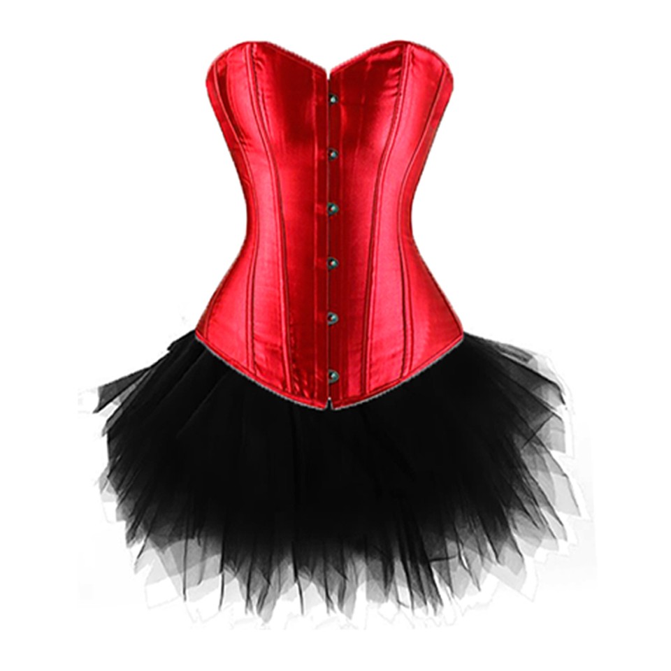 Black&Red Burlesque Can Can Tutu Fancy Dress Costume Corset Outfit ...