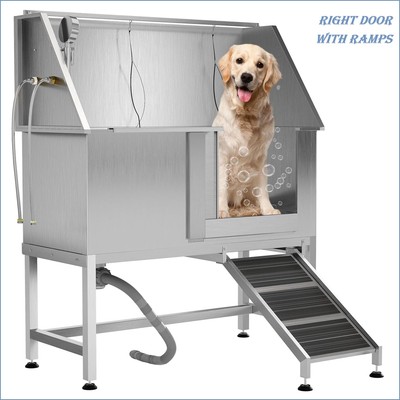 50" Dog Washing Bathing Station Stainless Steel Dog Grooming Bathtub ...