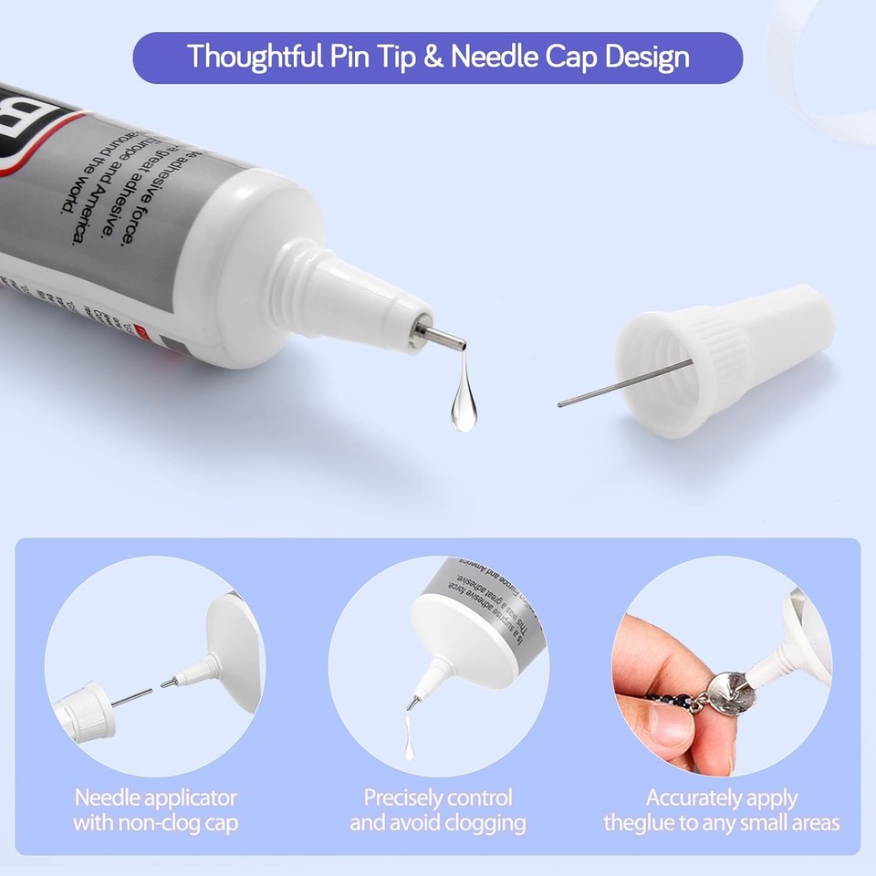 6PCS Jewelry Glue - 15ML/0.5fl oz Clear DIY Craft Glue for Rhinestones ...