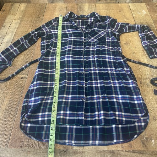 PENDLETON X GAP Long Sleeve Navy Plaid Belted T Shirt Dress Women’s Size Medium | eBay