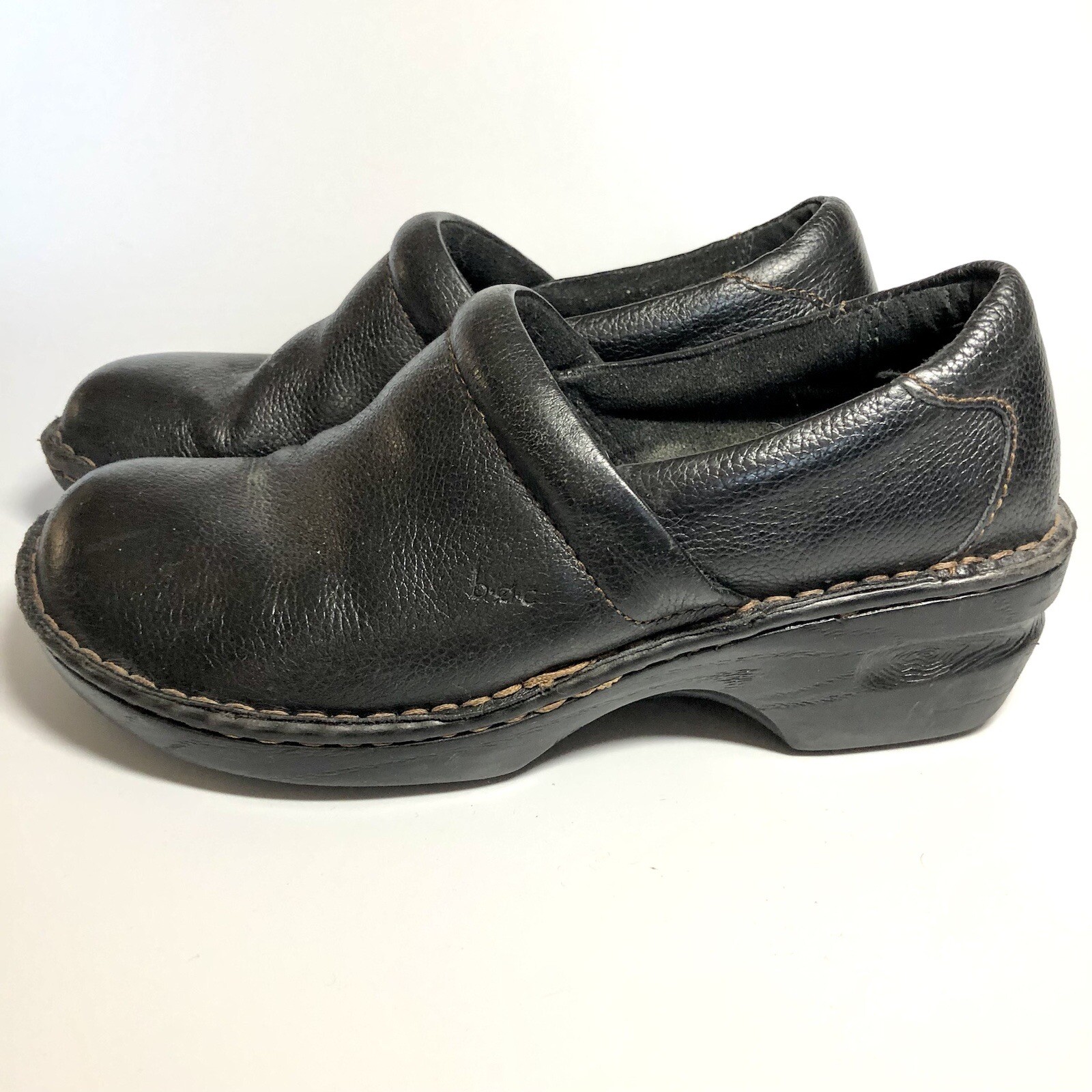 BOC Born Concept Peggy Black Leather Clogs Slip On Sh… - Gem