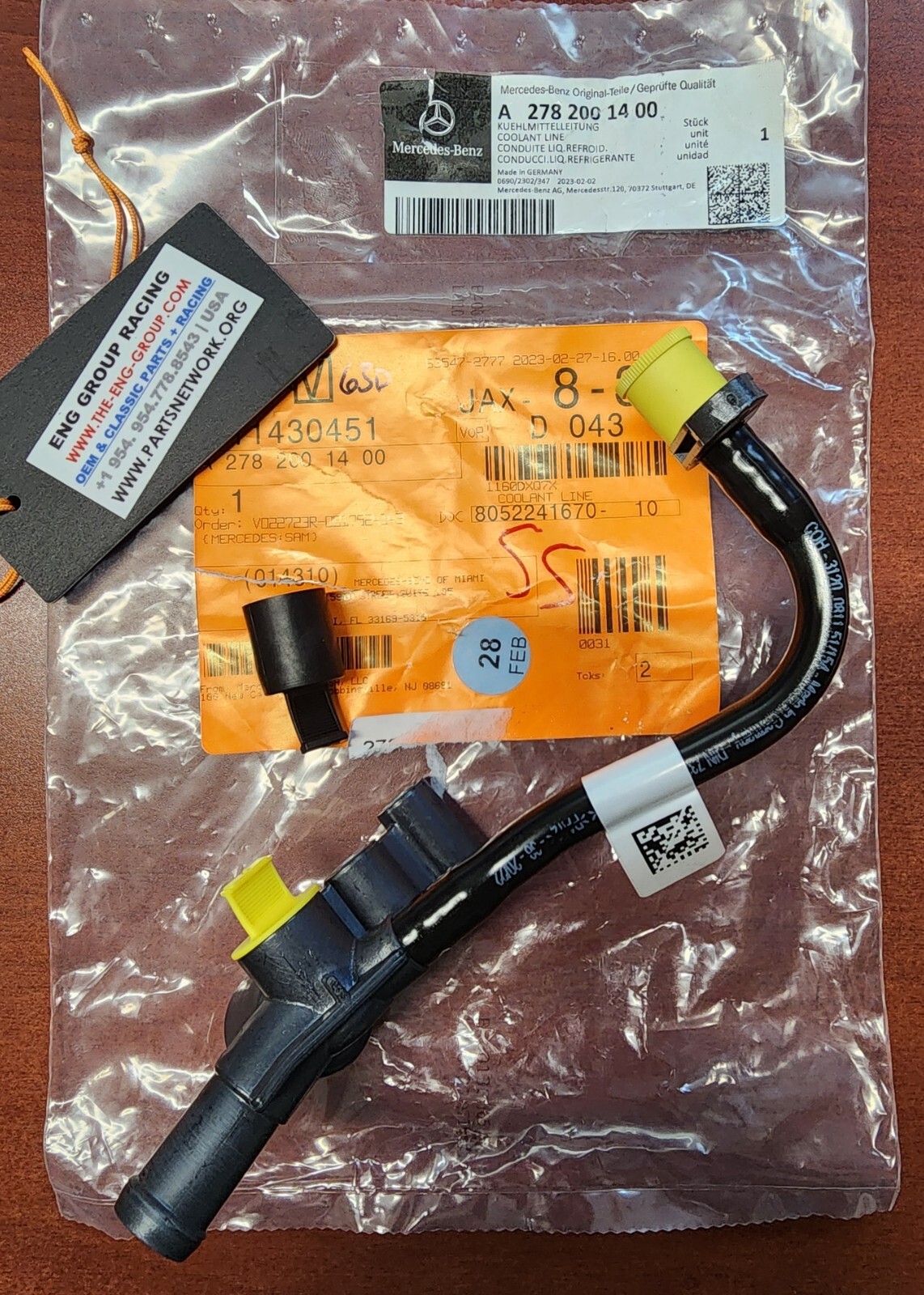 MERCEDES-BENZ A2782001400 Turbocharger Coolant Hose W212 CLS C218 ...