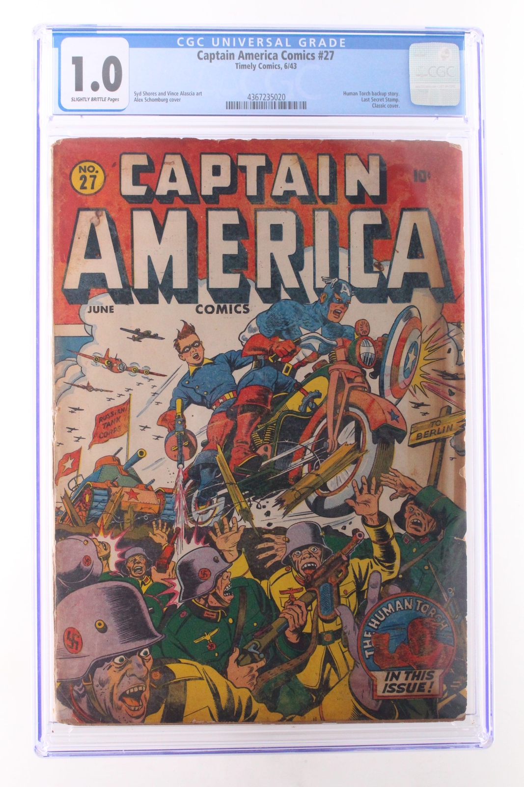 Captain America Comics #27 - Timely Comics 1943 CGC 1.0 Human Torch ...