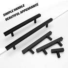 1-50X Modern Matte Black Square T Bar Handle Pull Kitchen/Bath Cabinet ...