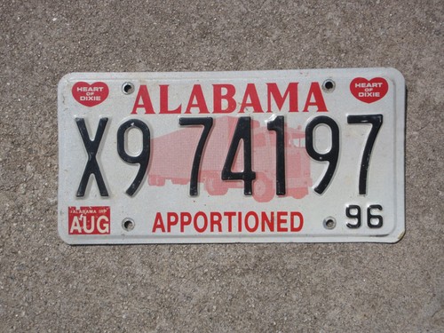 1996 Alabama Apportioned License Plate X974197 Semi Truck AL Tractor ...