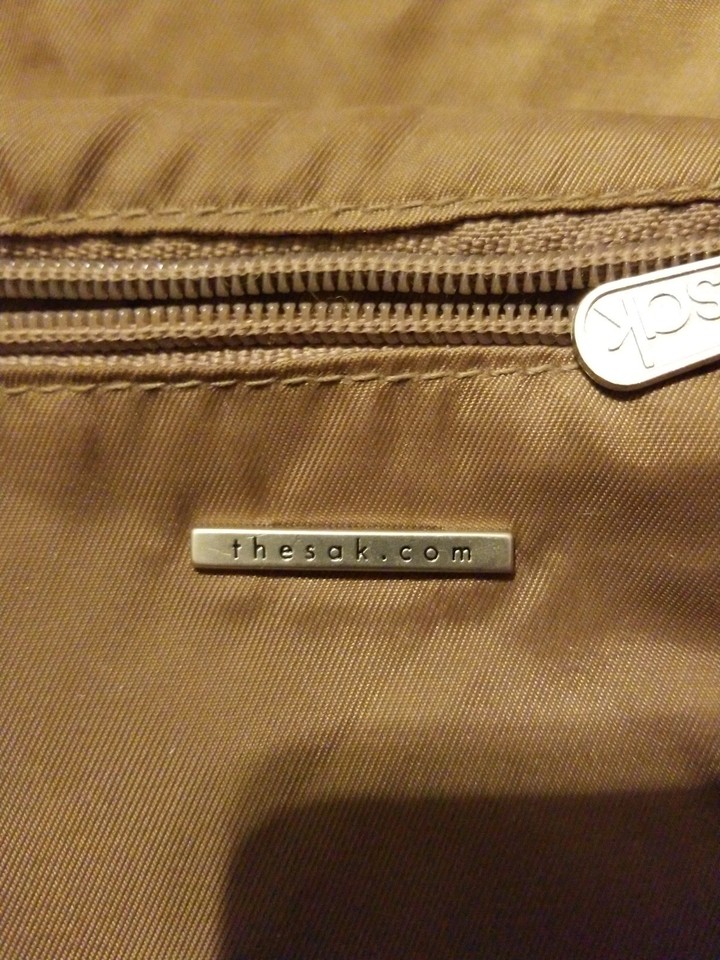 THE SAK Gold CROCHET CROSS-BODY SHOULDER STRAP LOGO HANG TAG HANDBAG ...